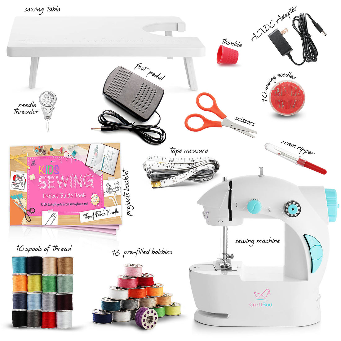 Mini Sewing Machine for Beginners with Sewing Kit, 48 PC Dual Speed Po ...